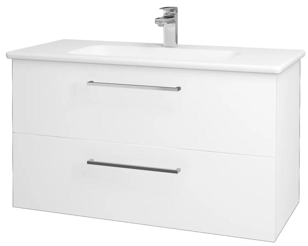 Dřevojas Koupelnová skříň GIO SZZ2 100 Varianta: N01 Bílá lesk / Úchytka T02 / D03 Cafe