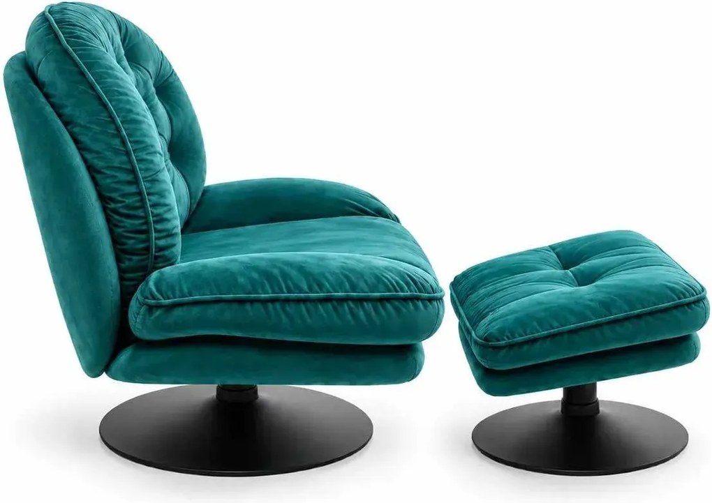 LuxuryForm DESIGN Otočné křeslo LUNA s podnožkou - zelené