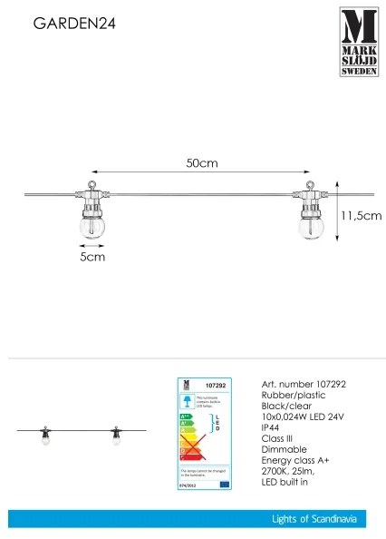 Markslöjd 107292 - LED Venkovní dekorační řetěz GIRLANDA GARDEN 10xLED 5,5m IP44