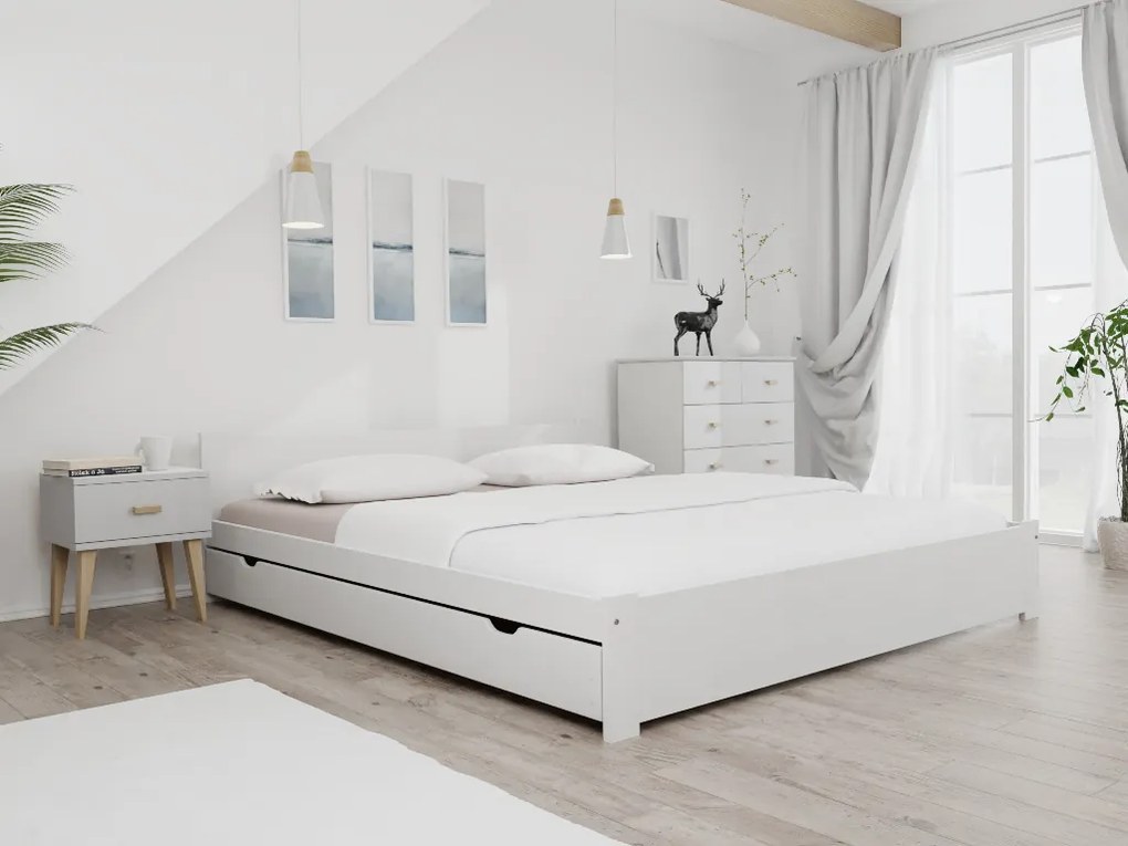 Postel IKAROS 180 x 200 cm, bílá Matrace: Bez matrace, Rošt: S laťkovým roštem