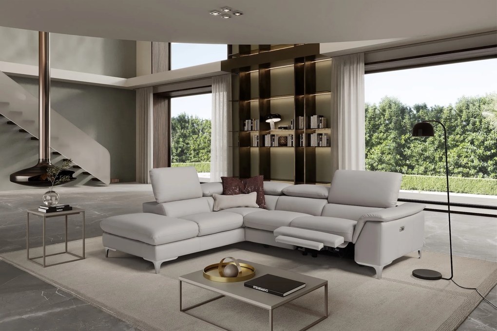 CASA DIVANI Luxusní sofa ZEUS Provedení: 2-místná maxi+rohové ukončení, Vzorník kůží: Casadivani 2134 lesk