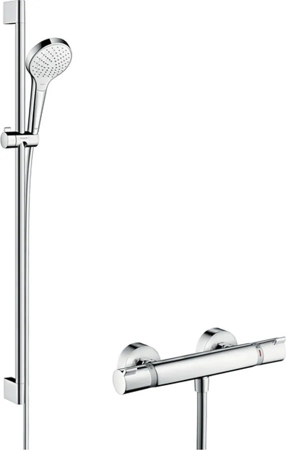 Hansgrohe Croma Select S, sprchová sada Vario s termostatem Ecostat Comfort a sprchovou tyčí 90 cm, bílá/chromová, HAN-27014400