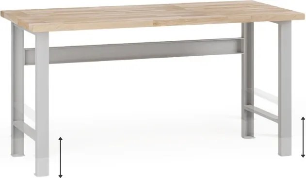 Výškově nastavitelný dílenský stůl G7, buková spárovka, 1700 x 800 x 840-1040 mm