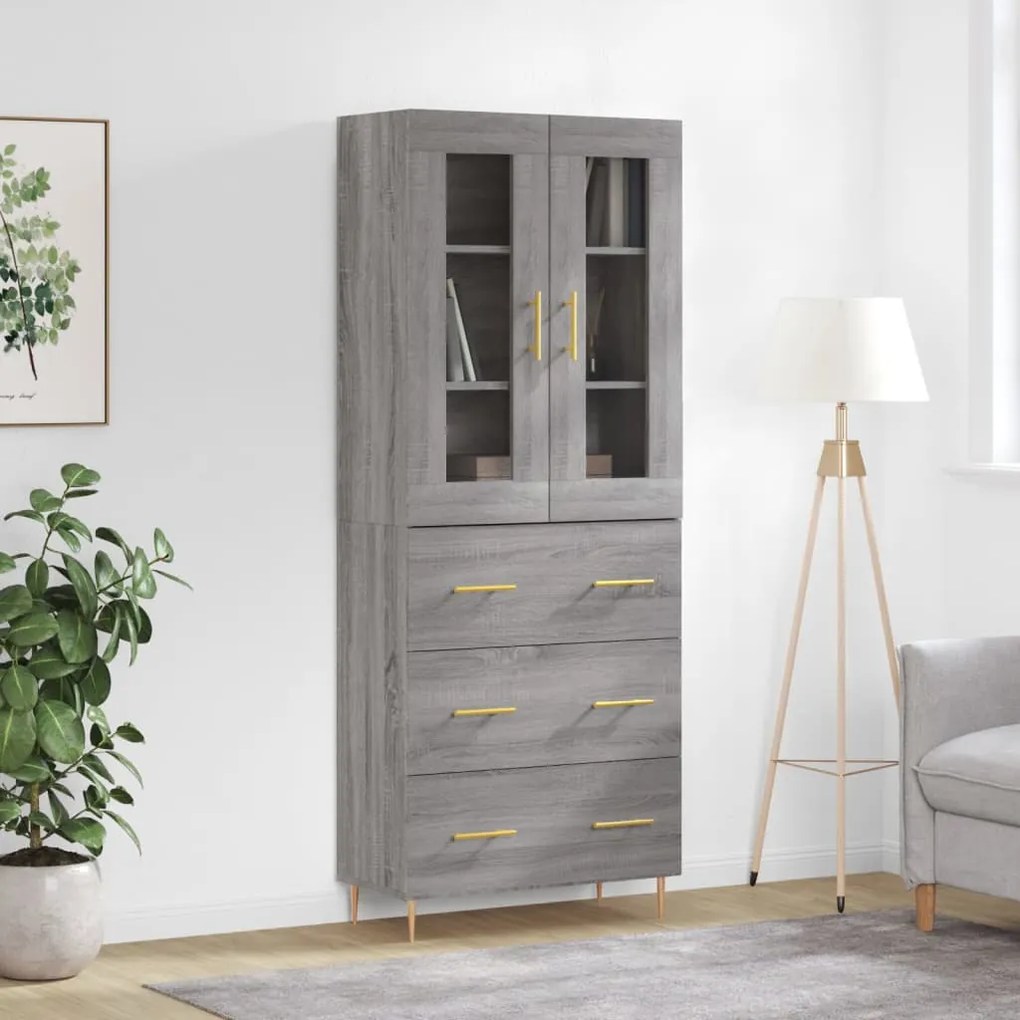 Skříň highboard šedá sonoma 69,5 x 34 x 180 cm kompozitní dřevo - Default Title