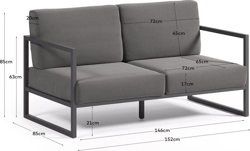 Tmavě šedá hliníková zahradní pohovka Comova – Kave Home