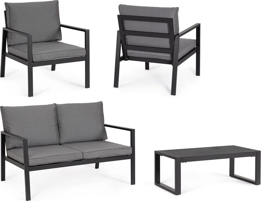 Antracitový hliníkový zahradní lounge set pro 4 Hilde – Bizzotto