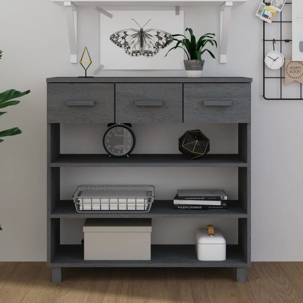 Konzolový stolek HAMAR tmavě šedý 90x35x90 cm masivní borovice 340466