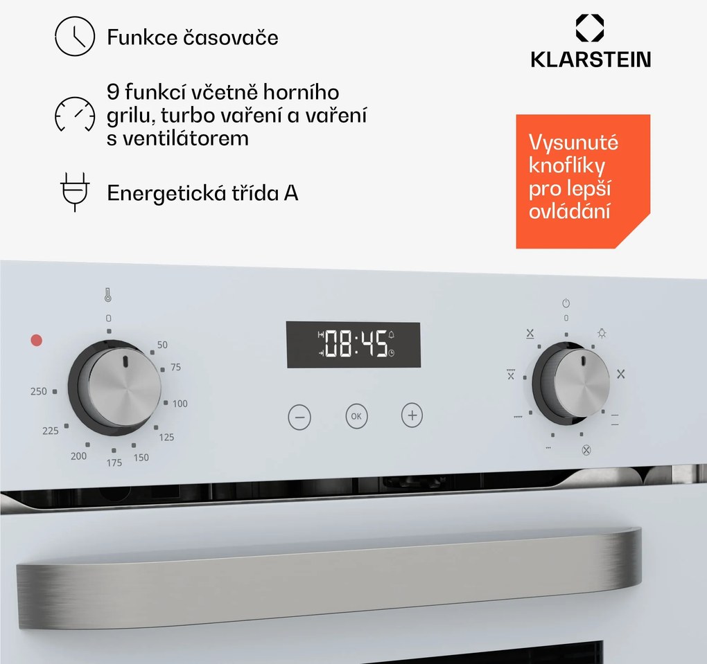 Klarstein Trouba SmartSlim, Slim design, 8 funkcí, objem 49 l, snadné čištění, EEK A