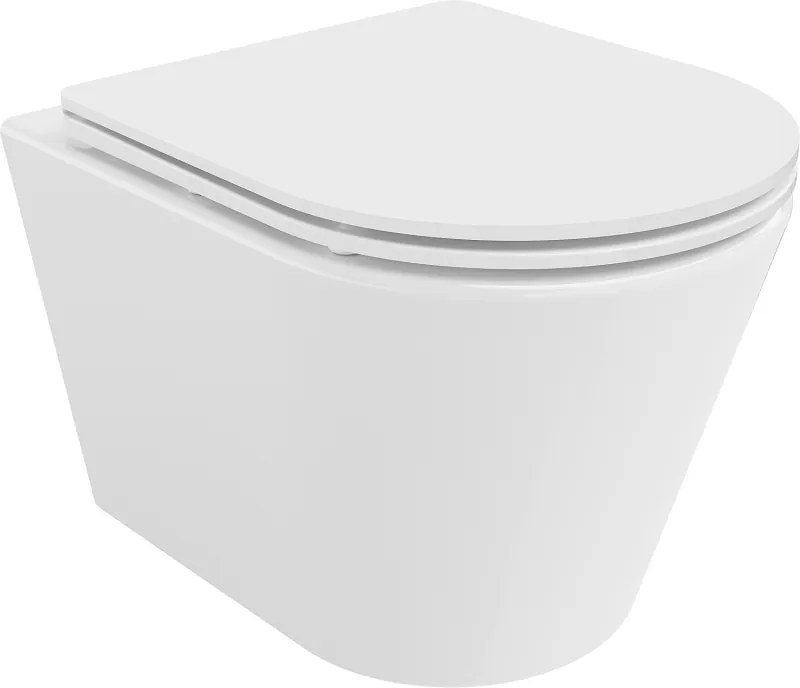 Mexen Rico závěsné wc Rimless s toaletním Slim sedátkem z duroplastu, bílá - 30720300