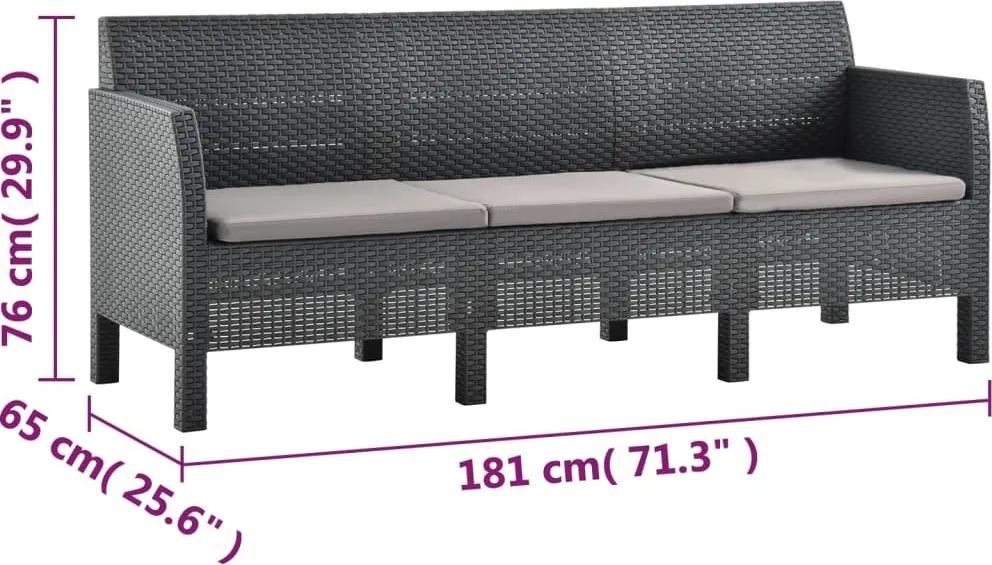 vidaXL 2dílná zahradní sedací souprava podušky PP ratan antracitová [3079677]