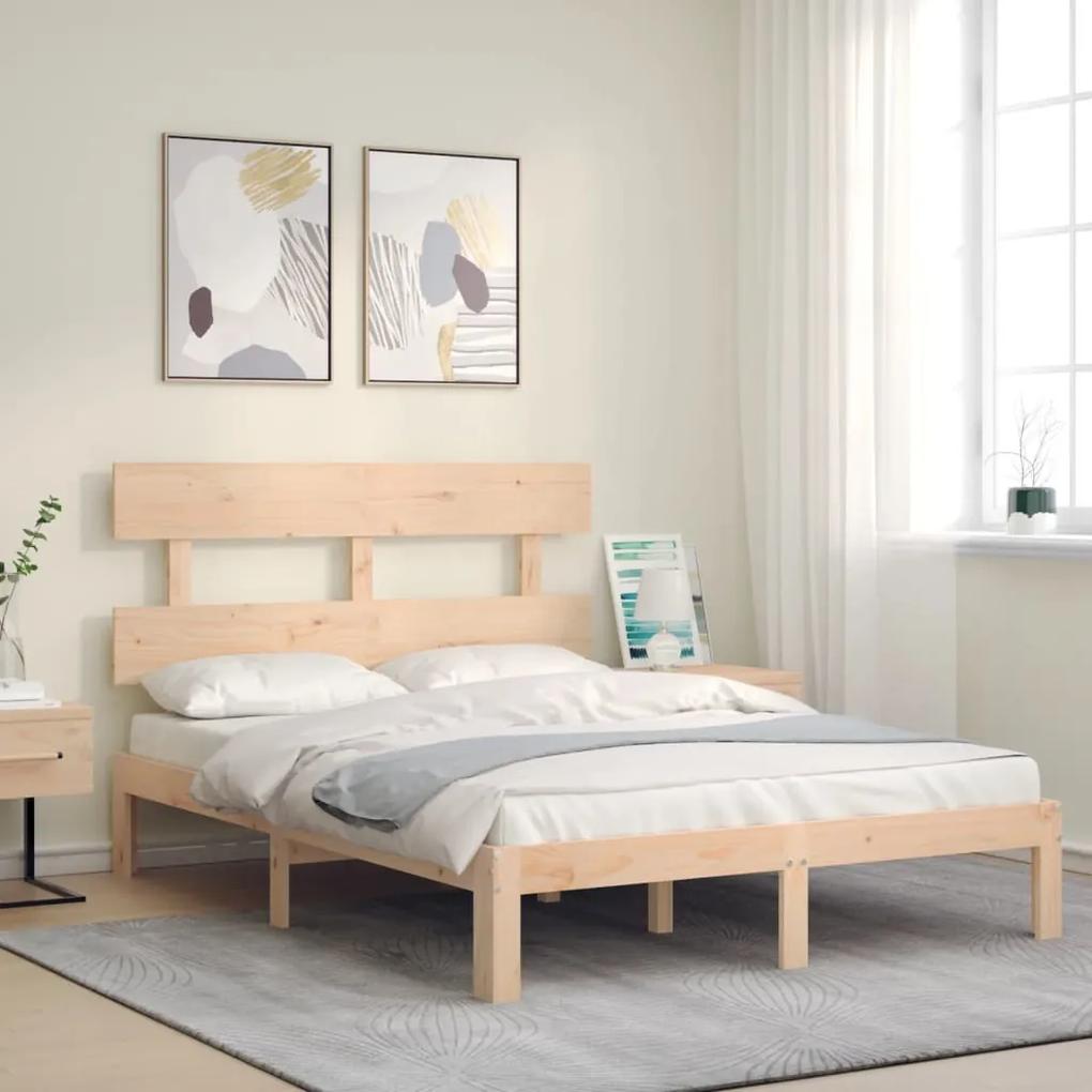 vidaXL Rám postele s čelem 120 x 200 cm masivní dřevo [3193529] Barva: Bílá