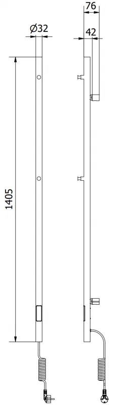 Mexen Pino, elektrické topné těleso s věšáky na ručníky 1405x32 mm, 75 W, bílá, W301-1405-032-00-20