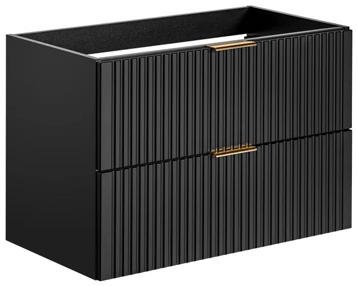 COMAD Závěsná skříňka s umyvadlem - ADEL 82-80 black, šířka 80 cm, matná černá