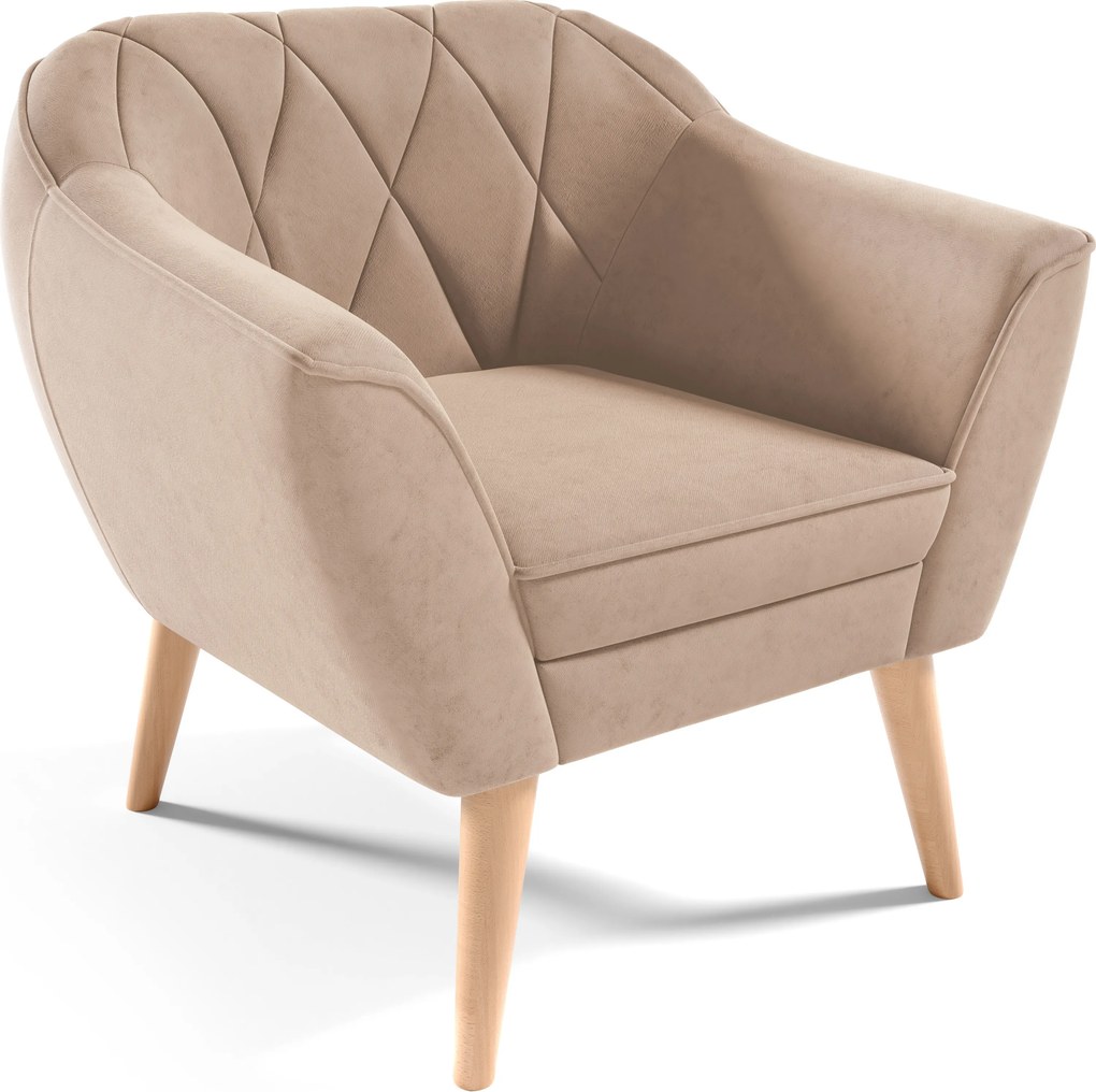 Eka Křeslo PRIME Látka Velutto: Světle hnědá (Velutto 03), Výběr nohou: Černé
