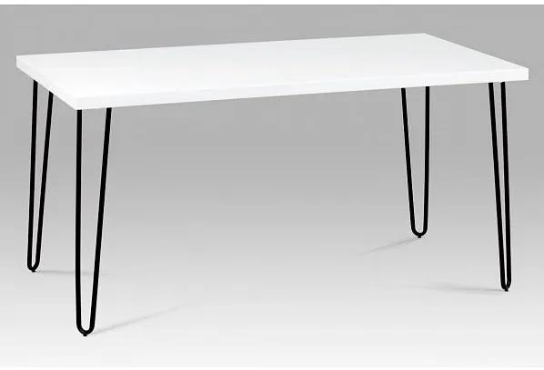 Artium  Jídelní stůl 150x80 cm, bílý mat / černý kov