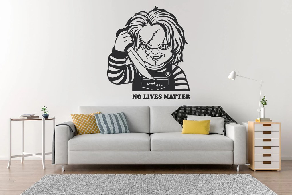 Lepy.cz Samolepka na zeď Chucky - No lives matter Velikost (šířka x výška): 45x50cm, Barevná varianta: Černá