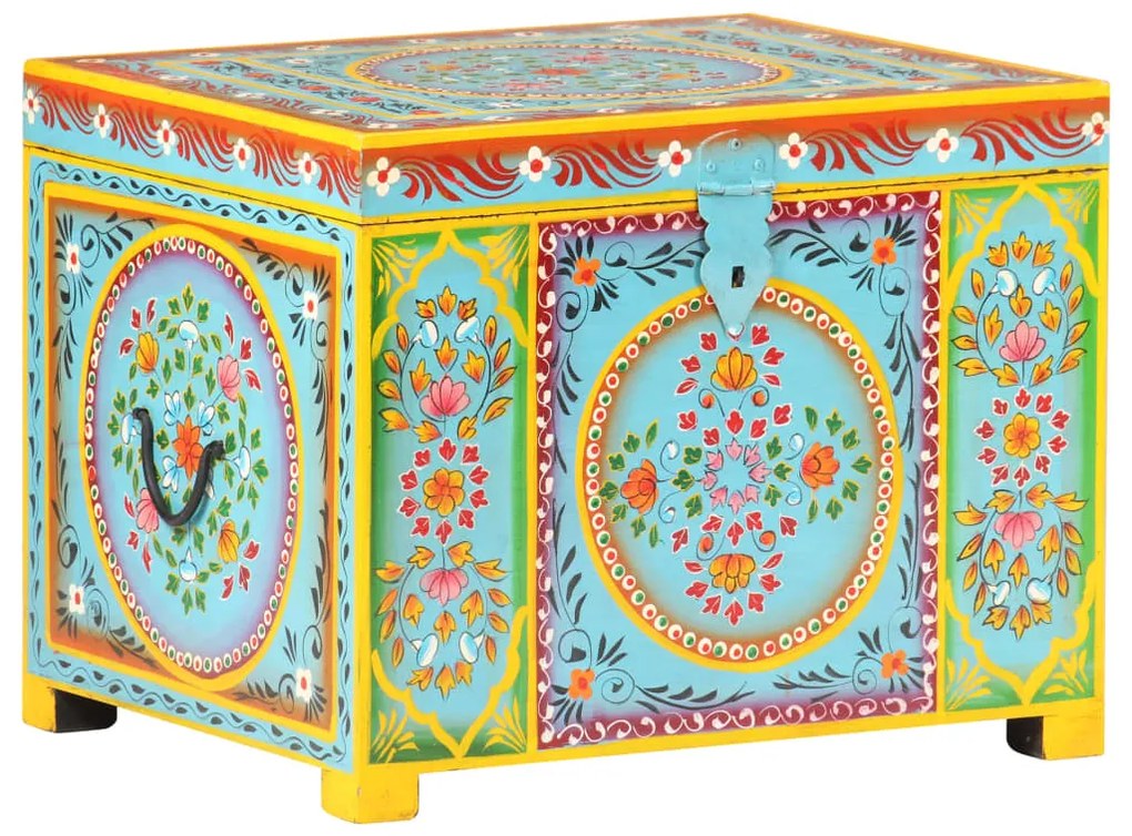 Ručně malovaný úložný box 50 x 40 x 40 cm masivní mangovník 323540