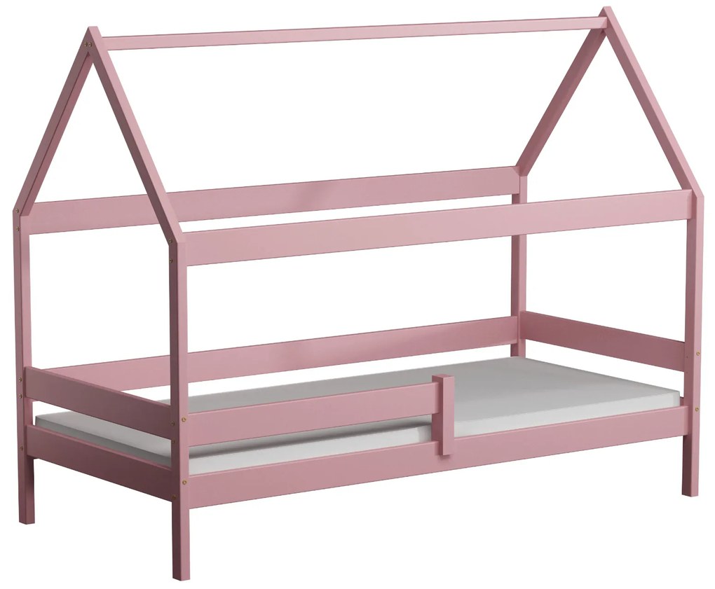 BabyBeds Dětská postel z masivu domeček růžová Velikost postele: 160x80 cm, Úložný prostor: Bez úložného prostoru Růžová