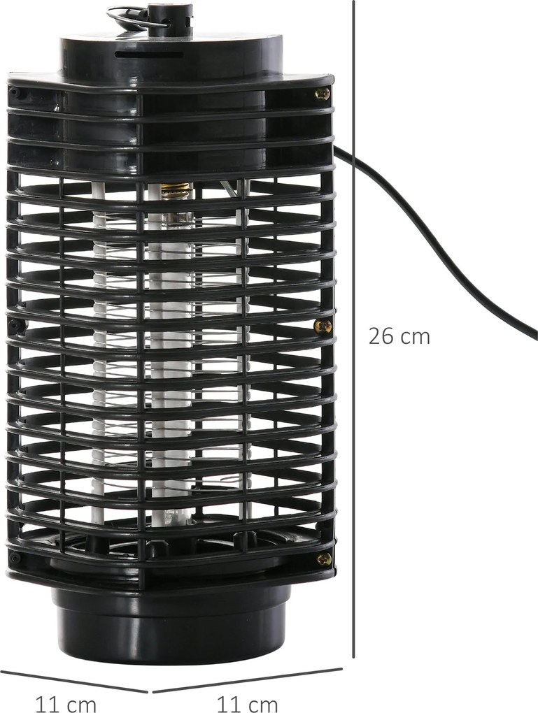 Outsunny Lampa proti komárům, elektrický zabiják komárů do interiéru a exteriéru, 3W LED, elektrický zabiják much s háčkem na zavěšení, lapač komárů,