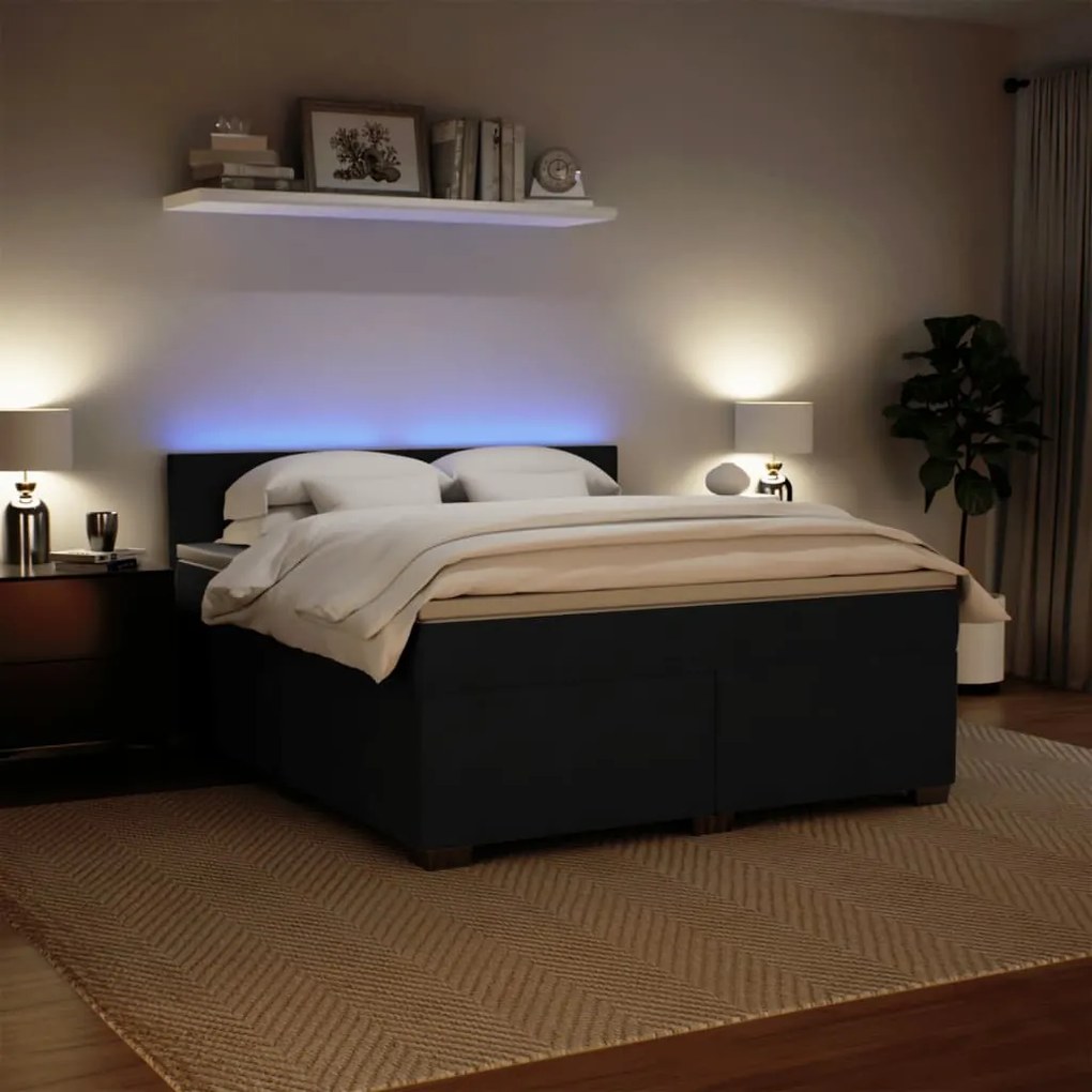 Box spring postel s matrací černá 180x200 cm samet 3288674