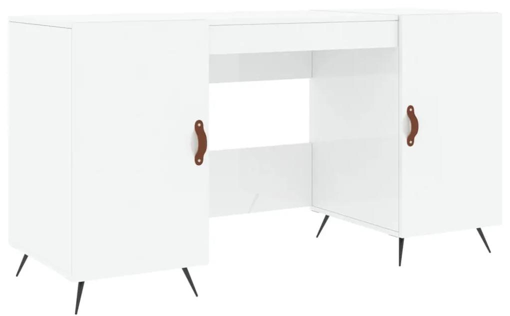Psací stůl bílý s vysokým leskem 140x50x75 cm kompozitní dřevo