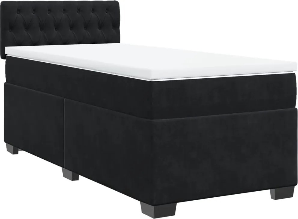 Box spring postel s matrací černá 90x190 cm samet 3286194