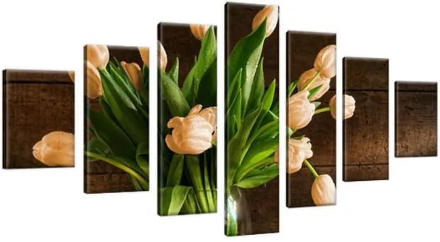 Obraz na plátně Nádherné tulipány a zelená jablka 210x100cm 2151A_7A