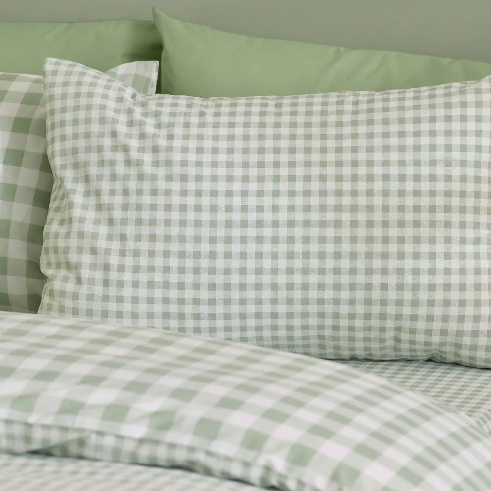 Zelené 3dílné povlečení na dvoulůžko 200x200 cm Bamford Gingham Check – Catherine Lansfield