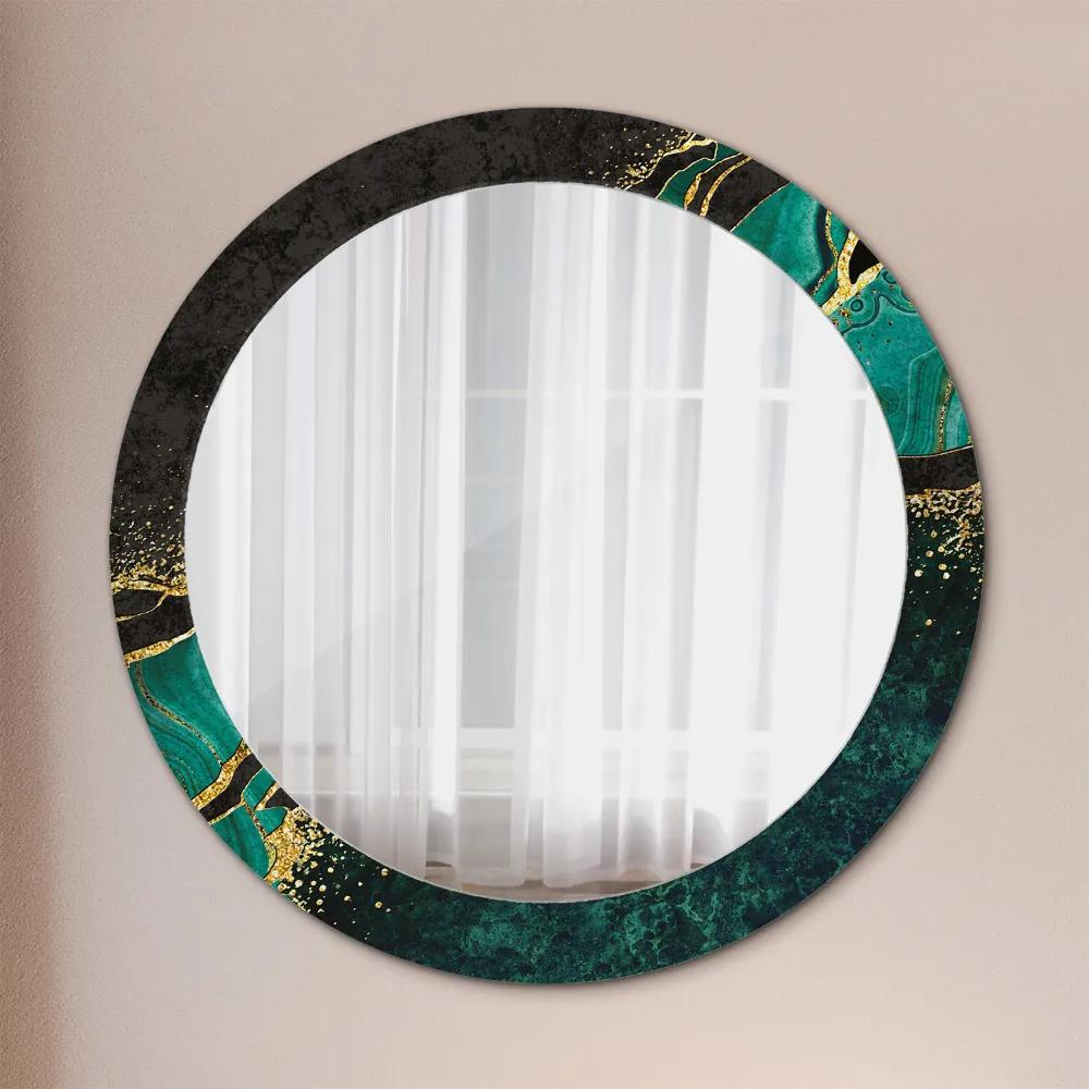 Kulaté zrcadlo tištěný rám Mramorová zelená fi 80 cm