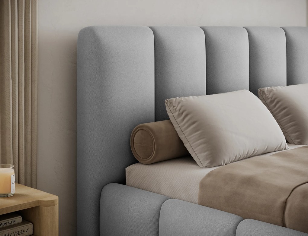 Postel Edvige + Dřevěný rám + plynový výtah + kontejner 140x200
