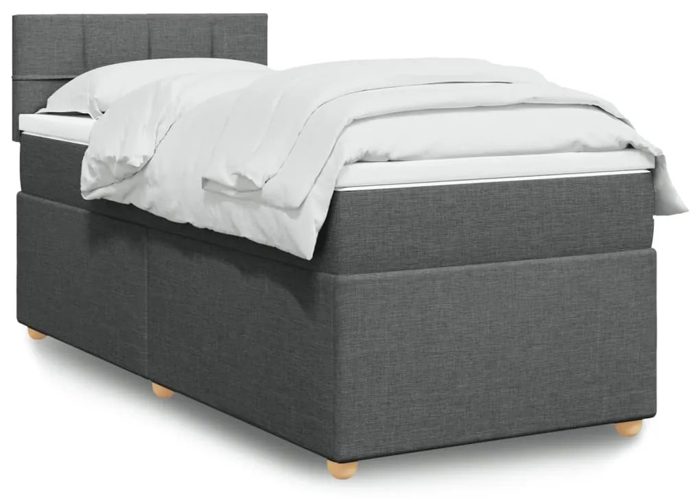 Box spring postel s matrací tmavě šedá Single textil