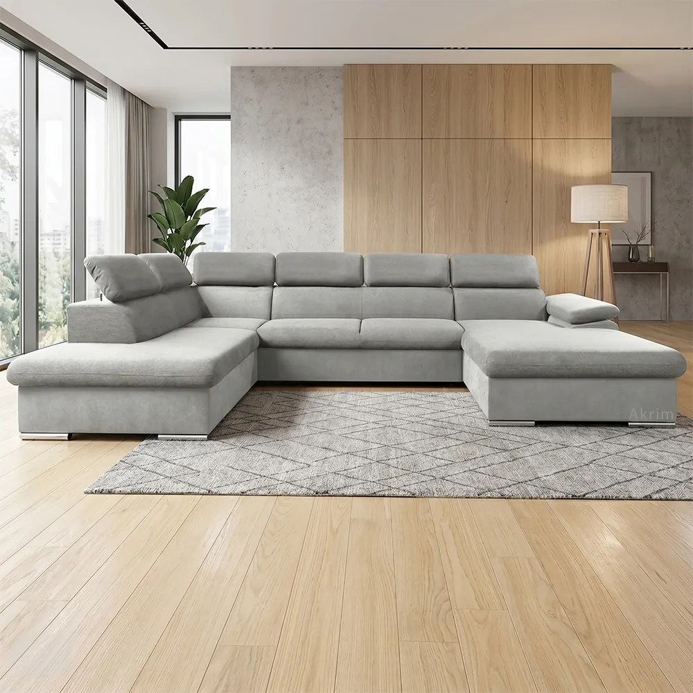 Sedací souprava COOL II | 220x343x191 cm | rozkládací + 2x úložný prostor | PRAVÁ | lounge 18 světle šedá