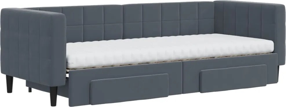 Válenda s přistýlkou a zásuvkami tmavě šedá 80 x 200 cm samet 3196757