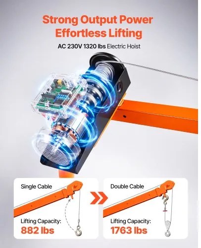 Elektrický autojeřáb, Teleskopický výložník otočný o 360° VEVOR – 1660 × 210 × 1290 mm