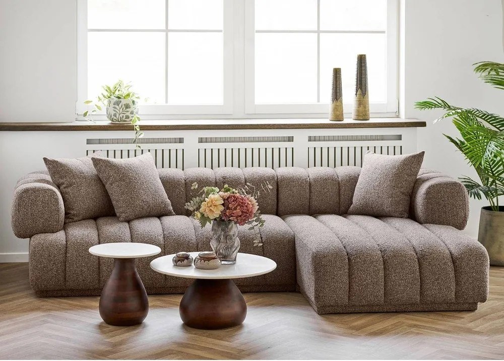 Bílý/v tmavě přírodní barvě kulatý konferenční stolek s mramorovou deskou ø 70 cm Heide – House Nordic