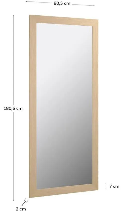 OnaDnes -20% Přírodní dřevěné nástěnné zrcadlo Kave Home Yvaine 80 x 180 cm