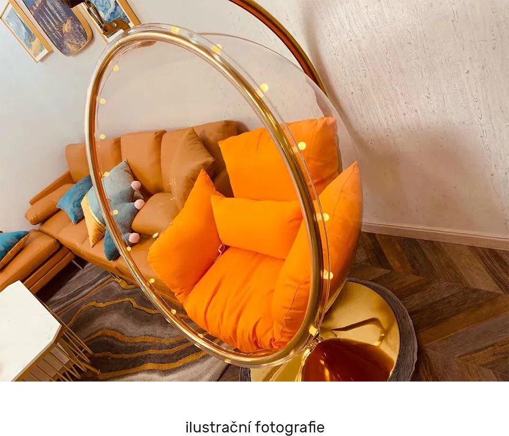 Závěsné křeslo se stojanem, transparentní/stříbrná/šedá, BUBBLE NEW TYP 3