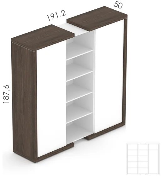 NABYTEK-DESIGNOVY.CZ - DL51952UA - Manažerská skříň SOLID, 2 dvéřová, policová (v jednom sloupci místo polic věšák), jilm royal/bílá
