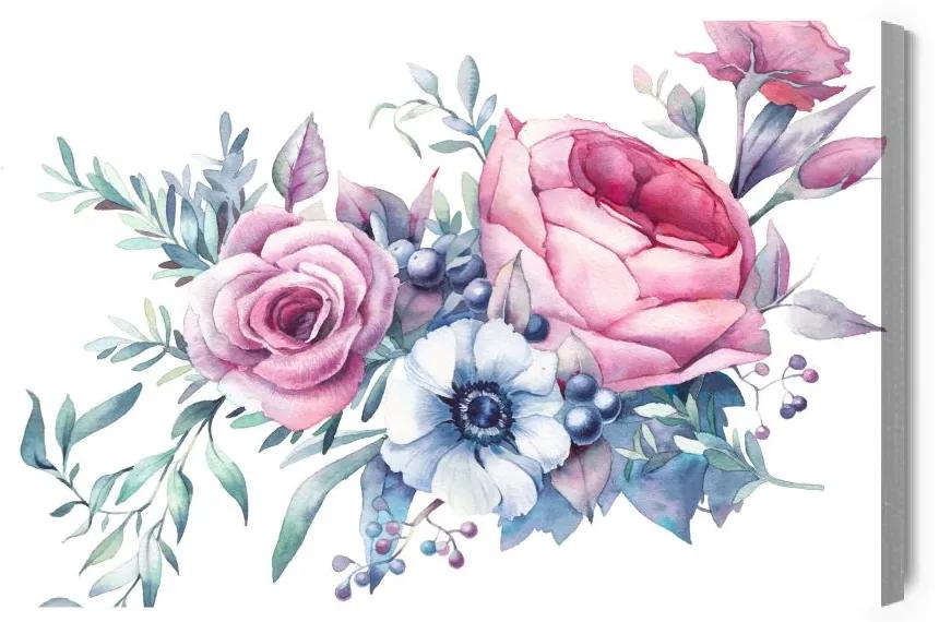 Obraz Růže, Sasanky A Bobule Nedostatek Nedostatek Plátno Canvas 120x80