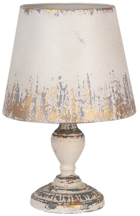 Béžovo-zlatá kovová stolní lampa s dřevěnou nohou Pascal – 32x47 cm