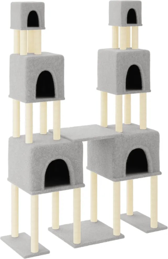 Škrabadlo pro kočky se sisalovými sloupky světle šedé 199 cm 172080