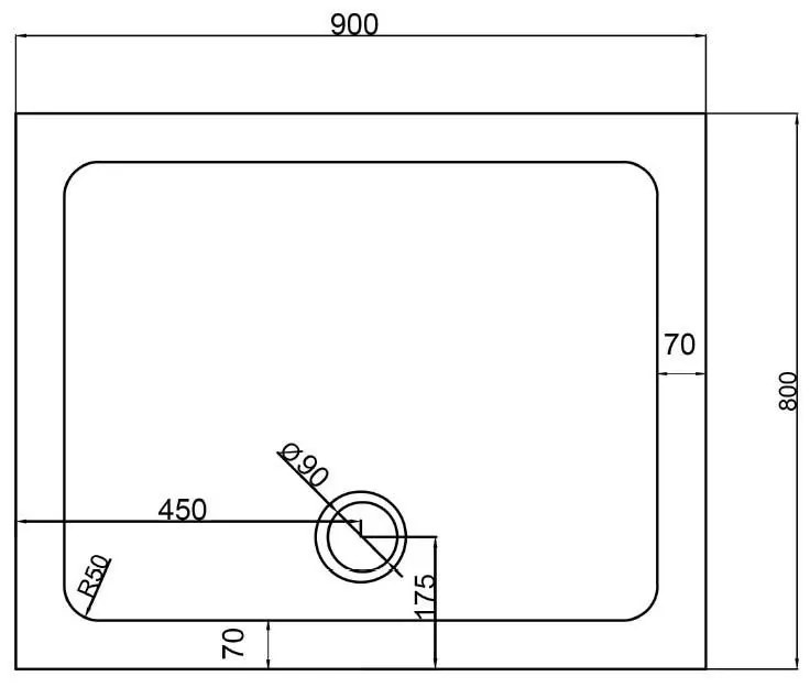 BPS-koupelny Obdélníková akrylátová sprchová vanička HYD-OSV-ST03E 90x80 bílá