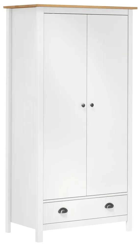 Dvoukřídlá šatní skříň Hill bílá 89x50x170 cm masivní borovice - Default Title