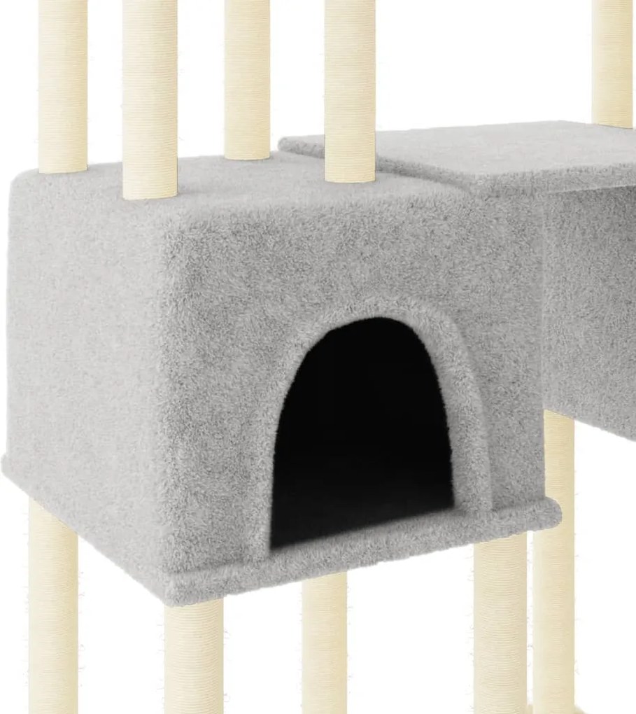 Škrabadlo pro kočky se sisalovými sloupky světle šedé 199 cm 172080