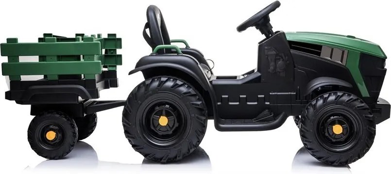 LEAN CARS Akumulátorový traktor s přívěsem BDM0925, zelený, vojenský