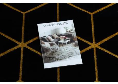 Dywany Luszczow Kusový koberec 3D GLOSS 409C 86 Krychle černý / zlato Rozměr koberce: 60 x 200 cm