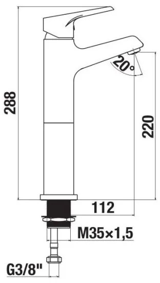 JIKA H3111W80041201 - Umyvadlová baterie CUBE 28,8 cm lesklý chrom