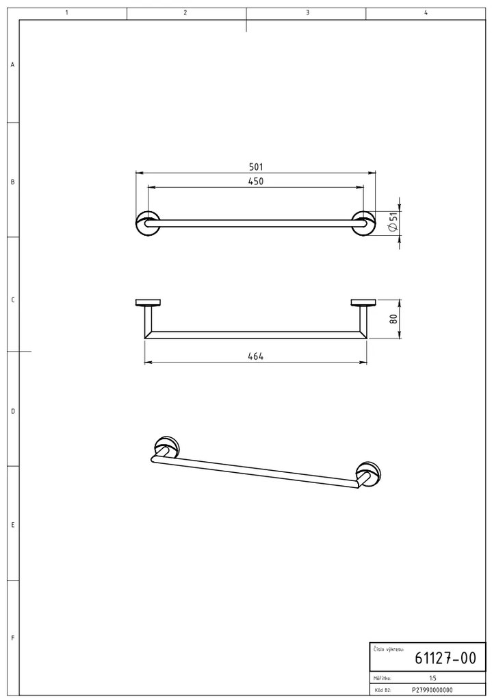 Novaservis - Držák ručníků 500 mm Metalia 11 chrom, 0127,0