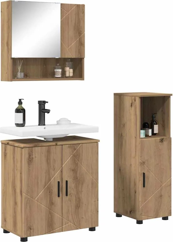 Sada koupelnového nábytku 3 ks Artisanový dub 61 x 35 x 64 cm 3392952
