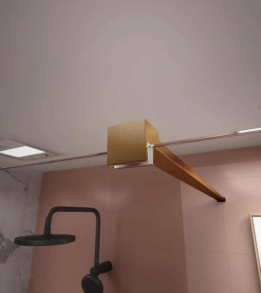 Erga Paris, sprchová zástěna Walk-In 60x200 cm, 8mm čiré sklo, zlatý matný profil, ERG-V02-PARIS-060x200-CL-GB